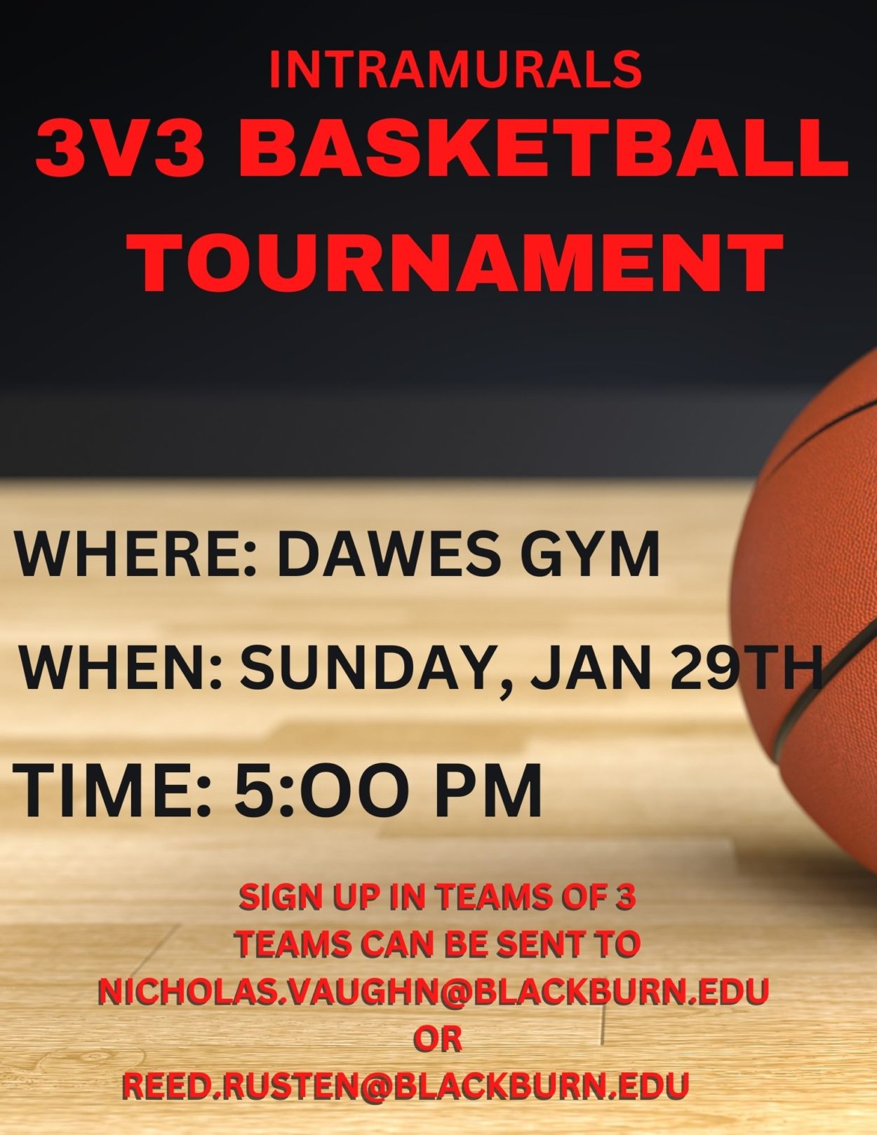 3v3 Intramurals Basketball Tournament - Blackburn College